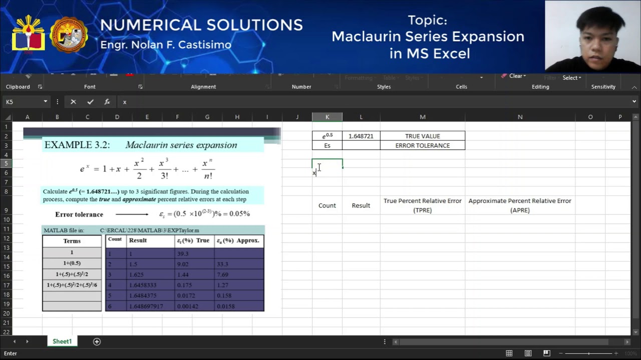Maclaurin in MS Excel - YouTube
