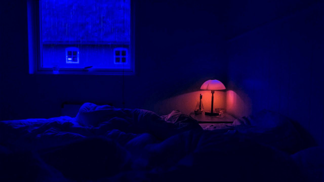 Raining Outside Window at Midnight - 오렌지 빛, 푸른 빛, 24시간 비, 빗소리가 빨리 잠들도록 ...