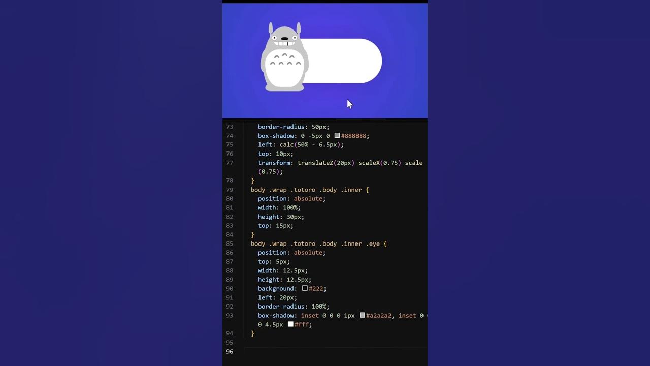 🤩 Css totoro toggle buttonanimation #coding #webdevelopment#programming #cssanimation - YouTube