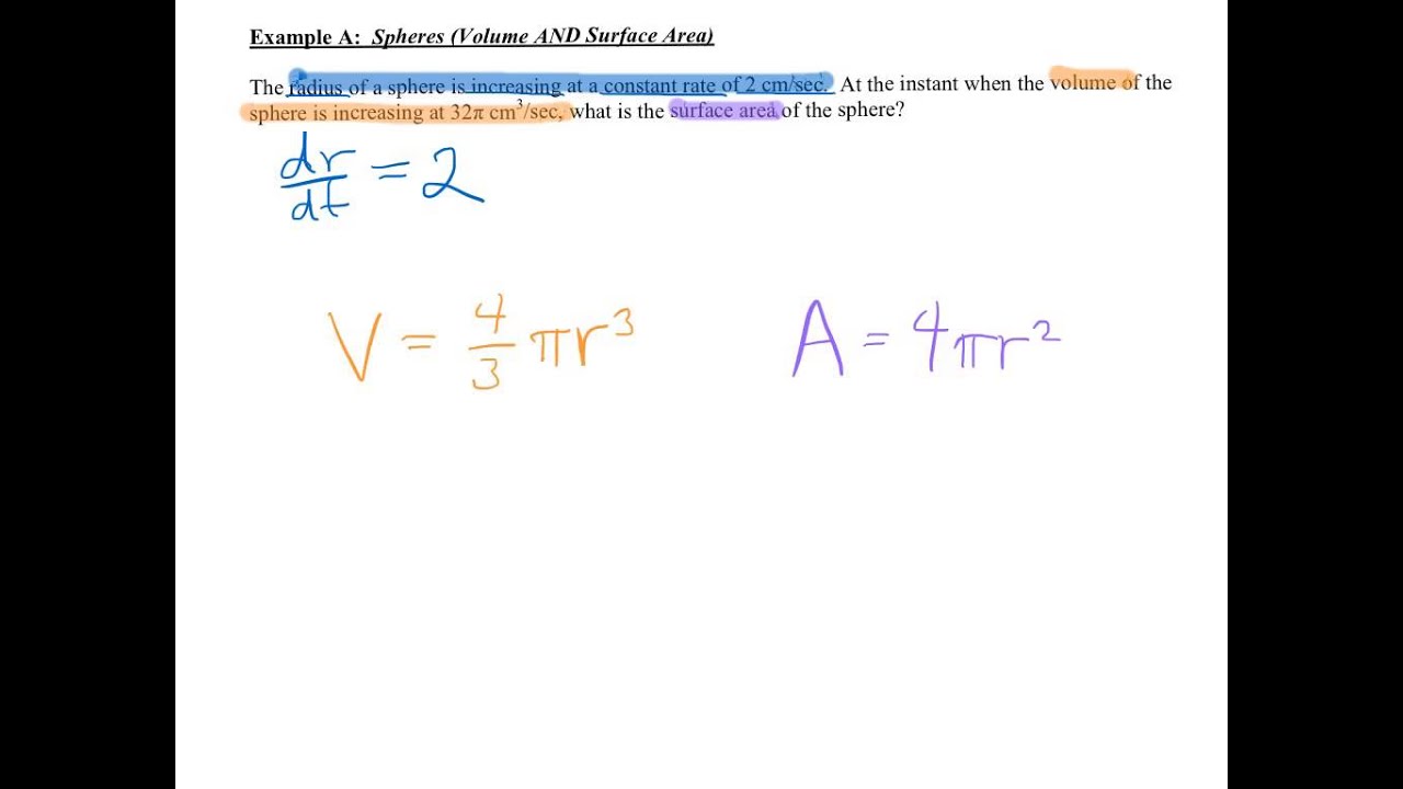 LESSON: 4.6 - Related Rates (Geometric Shapes) - YouTube