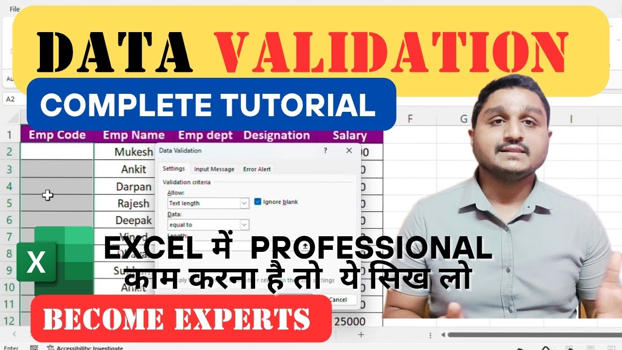 Data Validation Full Tutorial in Excel|How to Create Dropdown List in Excel|Advanced Excel ...