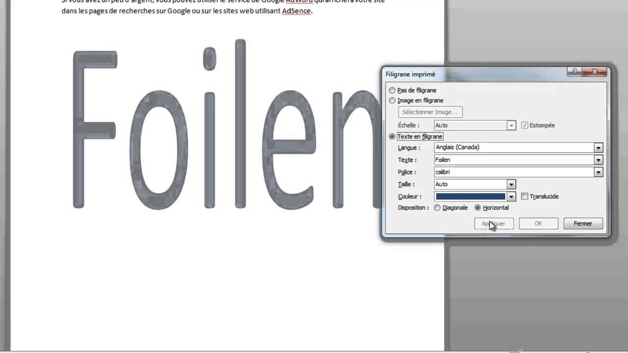 Microsoft Word 2010 – Image et texte en filigrane - YouTube