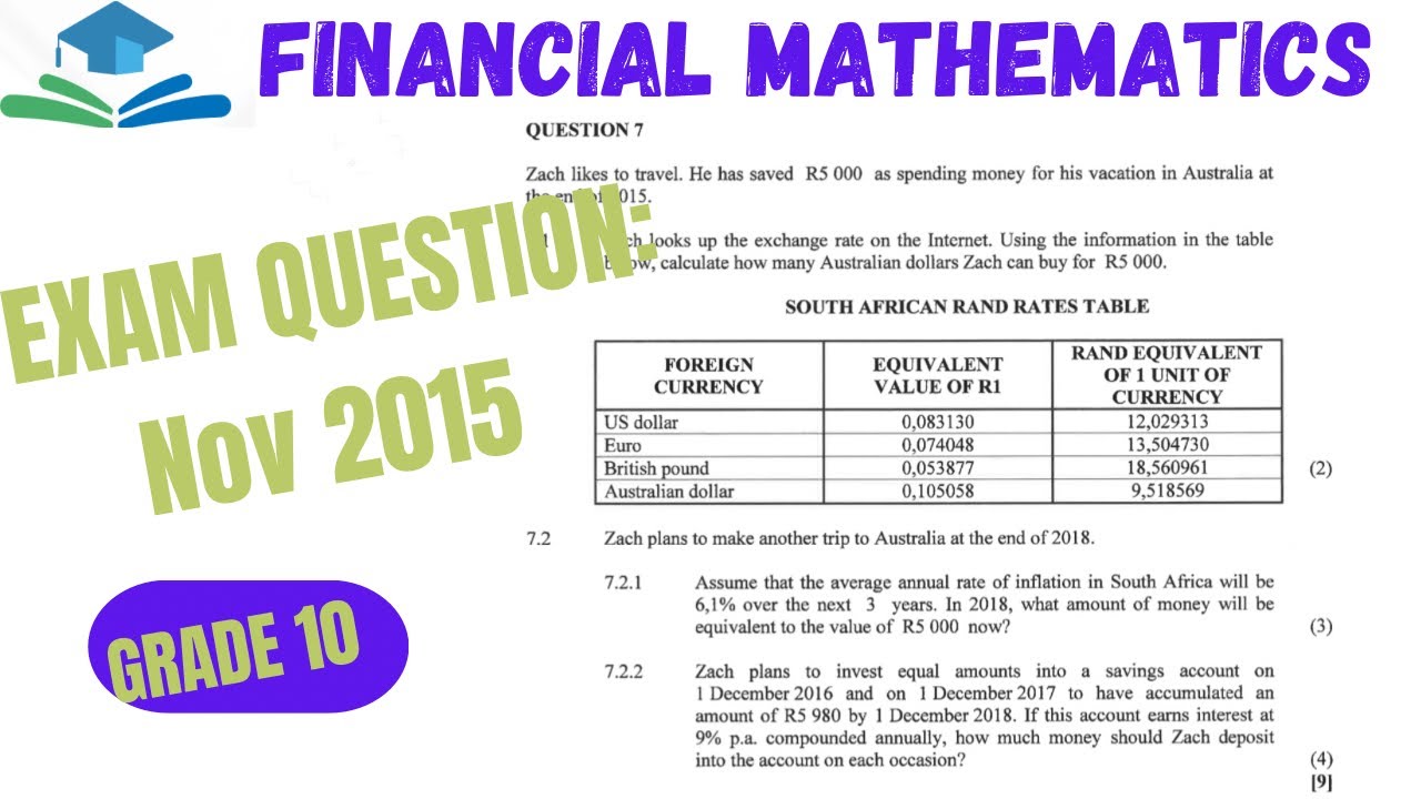 FINANCIAL MATHEMATICS GRADE 10 |NOV 2015 EXAM QUESTION - YouTube
