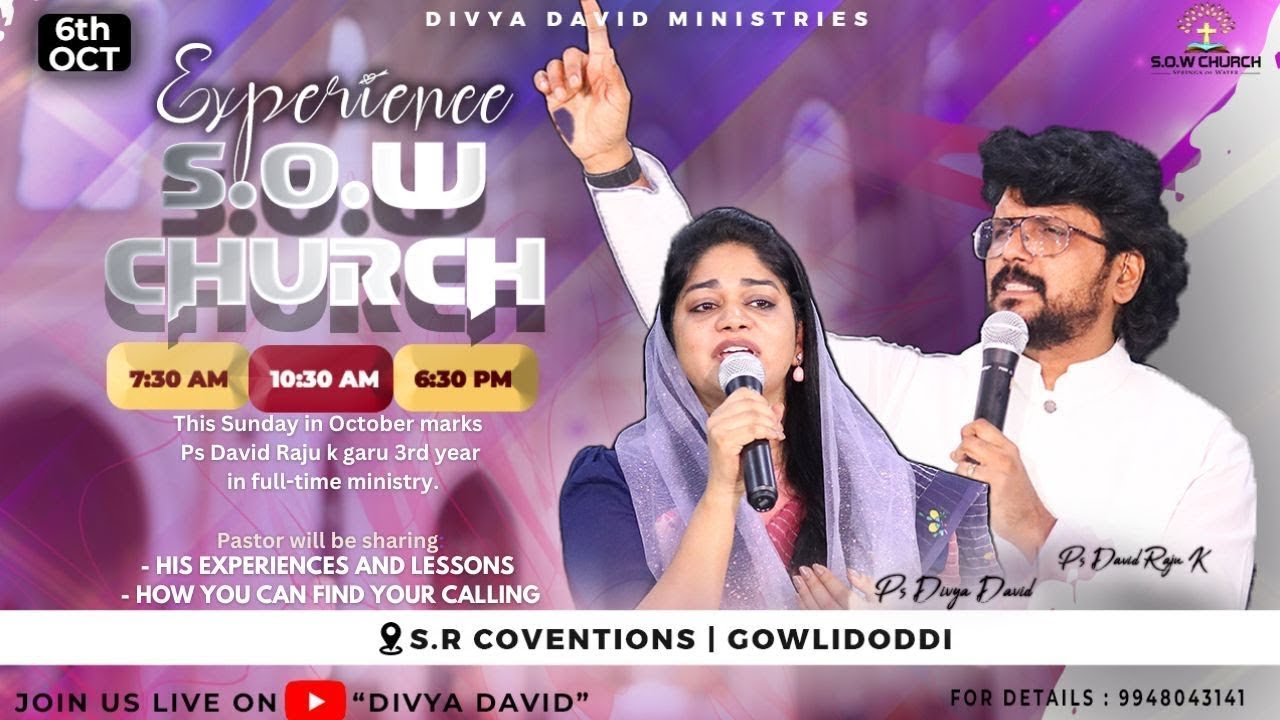 Sunday Telugu Service Live | 6th Oct 2024 | Ps.Divya David | Ps.David ...