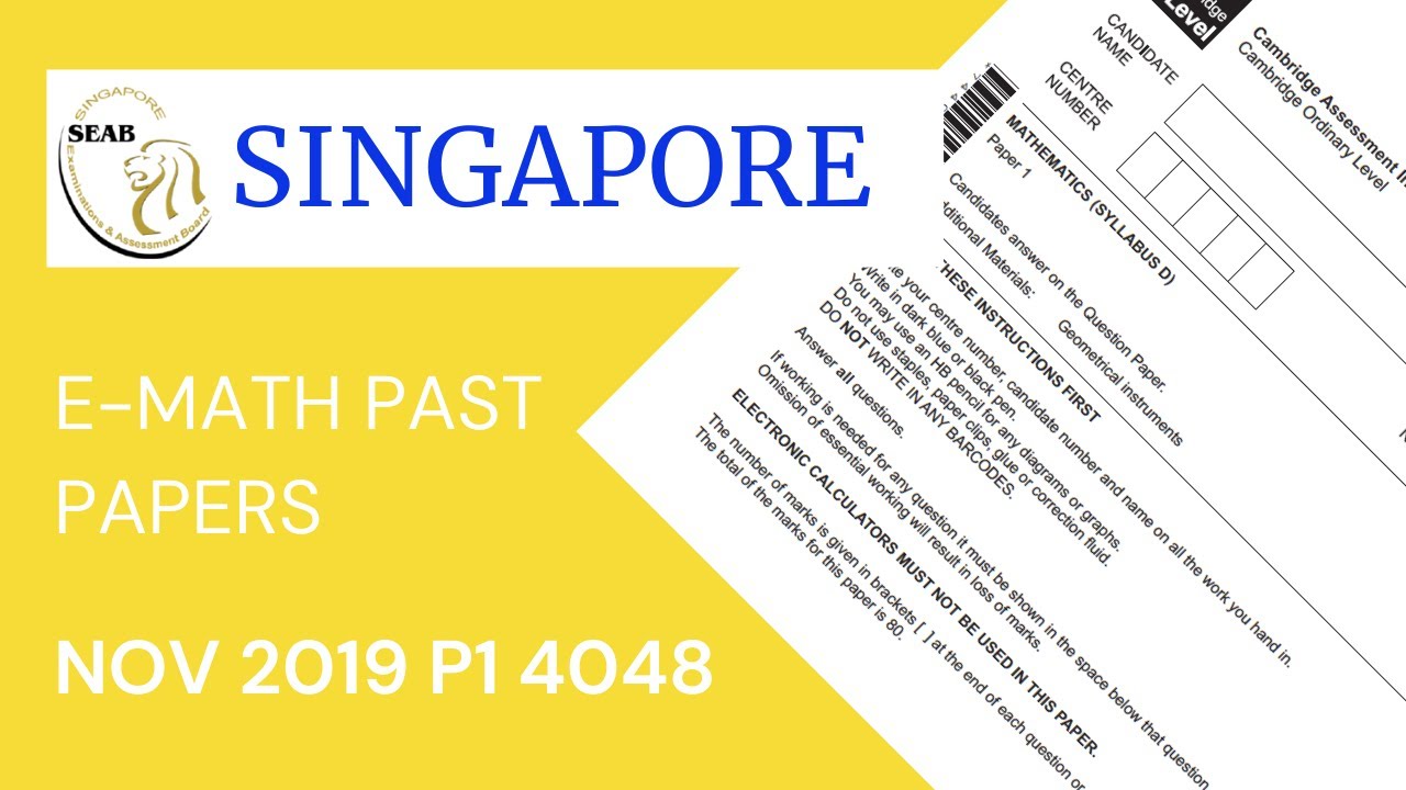 Singapore O Level EMATH October November 2019 Paper 2 4048/2 - YouTube