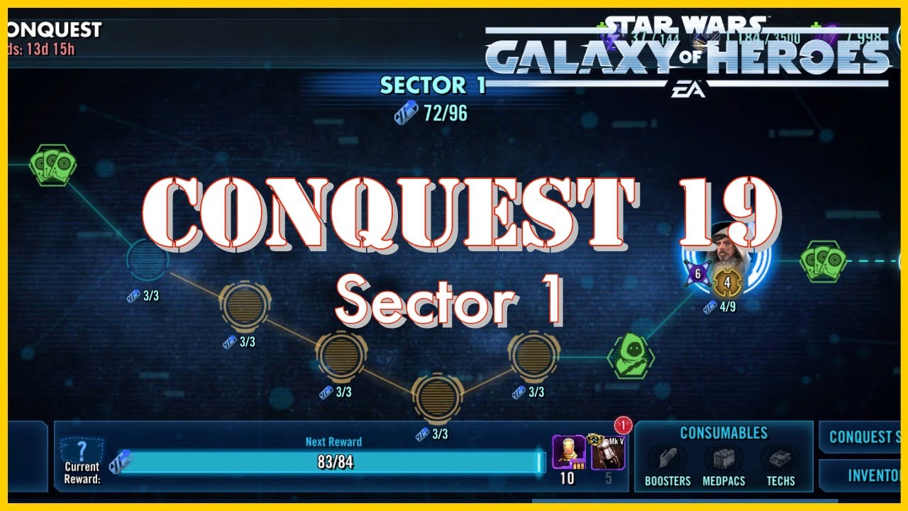 CONQUEST 19 | Hard Sector 1 Feats (w/ BOSS FEATS) SWGOH - YouTube