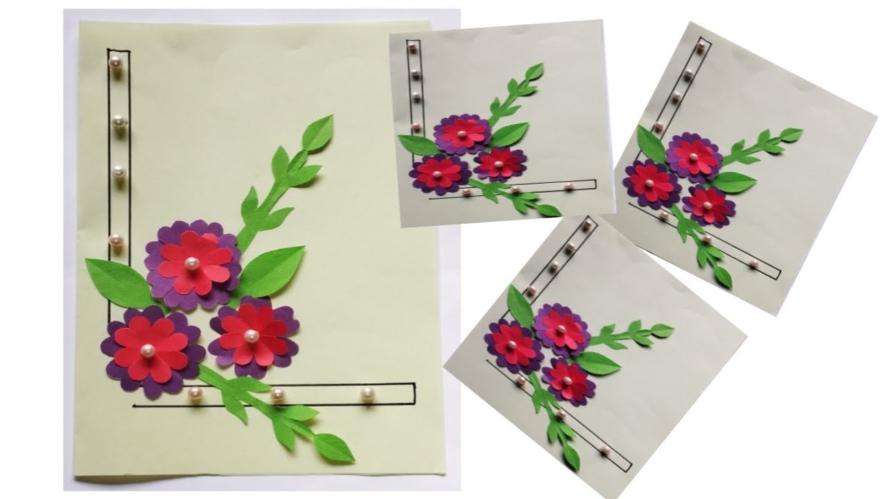 card making ideas // how to make// flower card // very easy card - YouTube