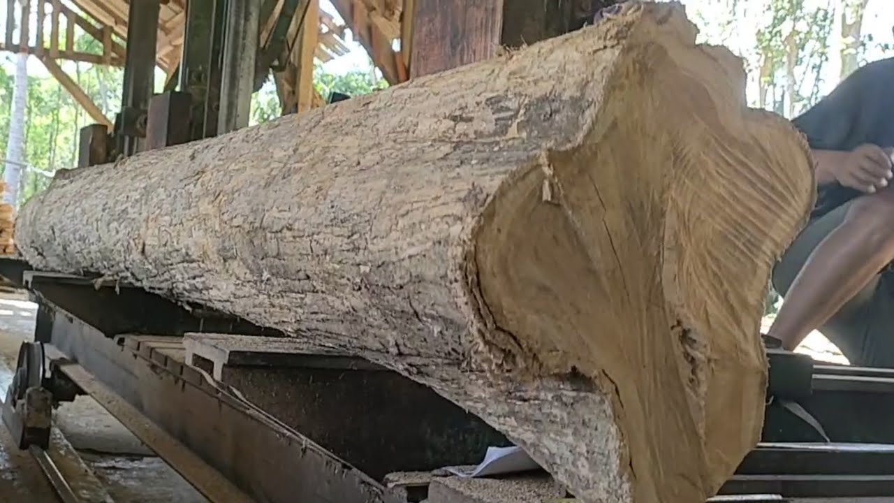teak wood block making process #sawing - YouTube