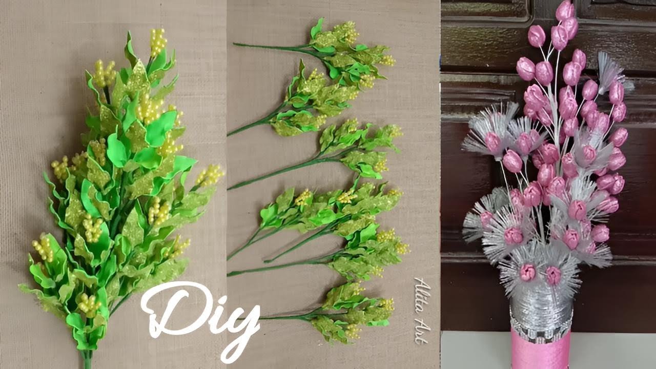 2 Desain Bunga dari Foam Glitter | DIY Foamiran Flowers - YouTube