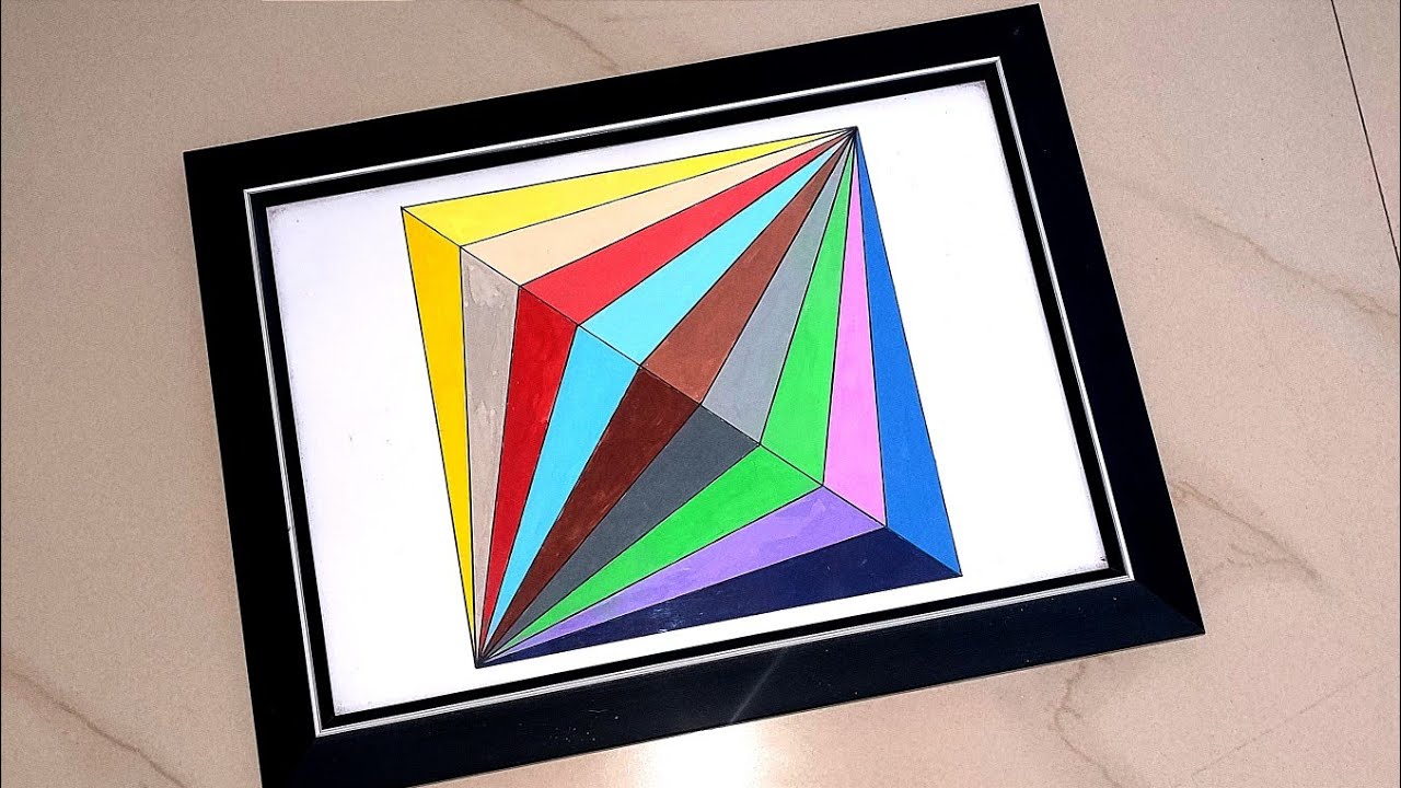 3D Square Design Drawing || Square Colorful Creative Drawing with ...