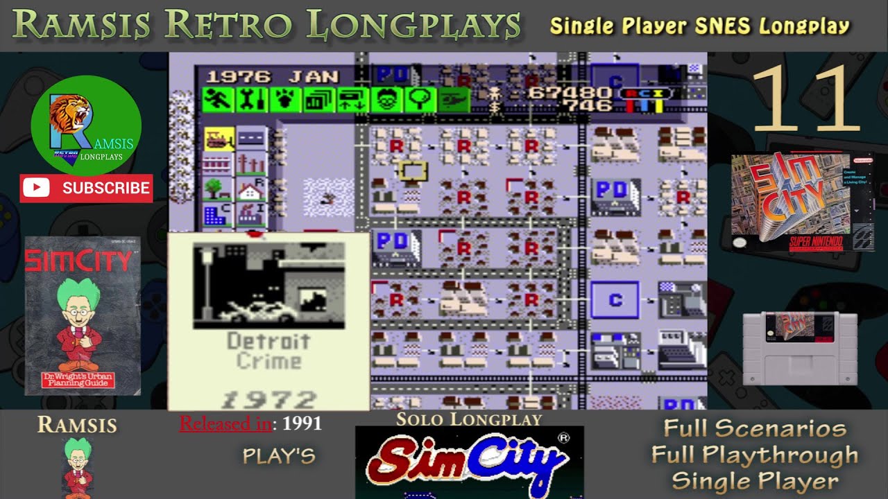SimCity | SNES | 1991 | Scenario #4 Detroit | Retro Longplay | Episode ...