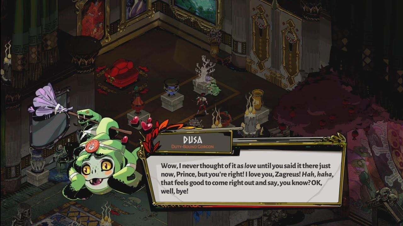 Dusa tells Zagreus she loves him - Hades - YouTube