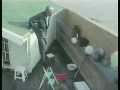 funny guy falling from the roof - YouTube