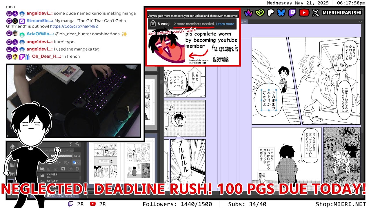 [MANGAKA JP/ENG] 100 PAGES DUE TODAY 😭 I WANT TO REST | COWORKING | Q&A ...