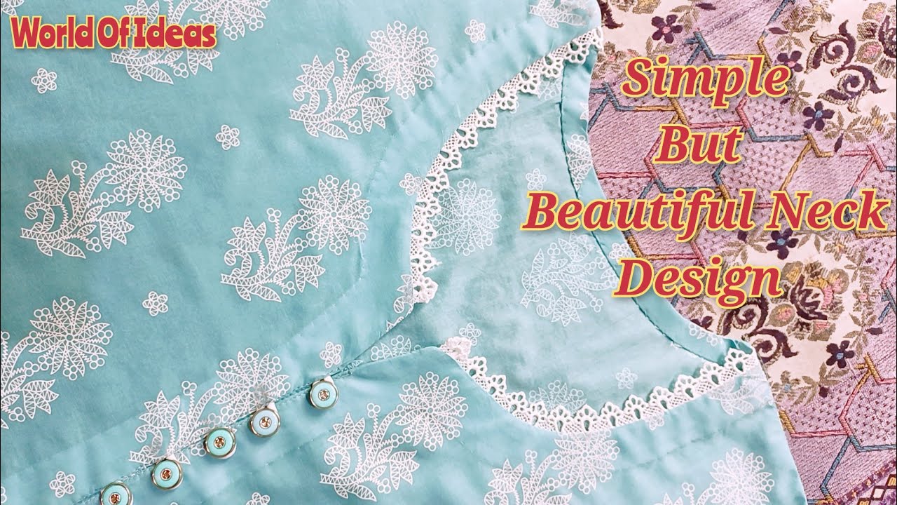 Neck Design With Loops button and Lace||How to make a neck design ...