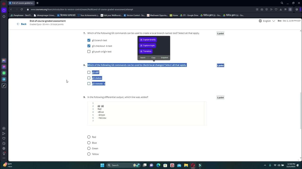 End Of Course Graded Assessment Coursera Version Control Meta Youtube