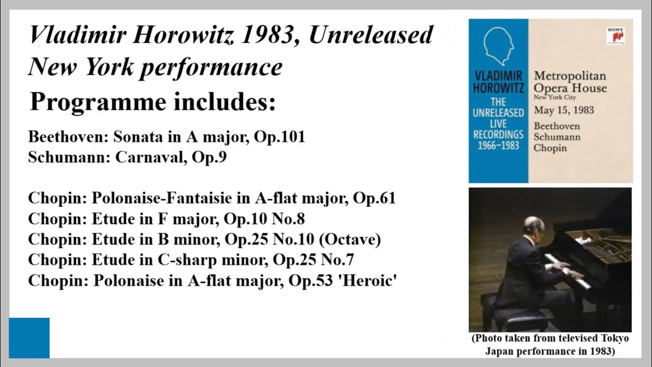 Unreleased Vladimir Horowitz Performance in the Metropolitan Opera ...