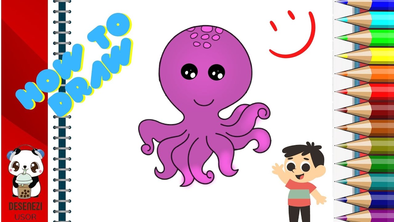 How to draw an OCTOPUS very easy TUTORIAL | Cum sa desenezi o ...