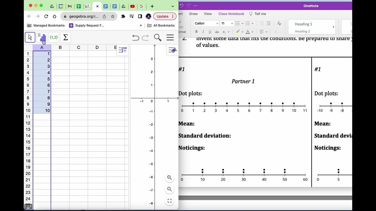 How to find standard deviation and mean using geogebra spreadsheet - YouTube