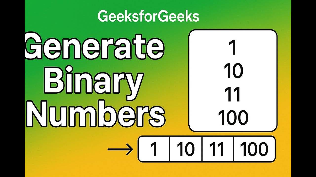 Generate Binary Numbers | GeeksforGeeks Problem Solution - YouTube