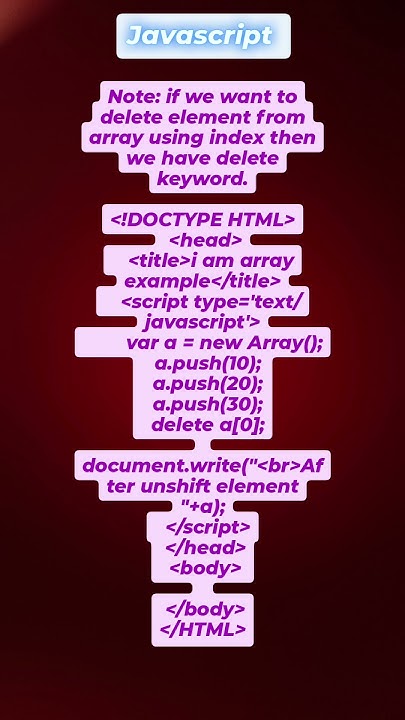 "Delete Array Elements Using Index in JavaScript with the delete Keyword!" - YouTube