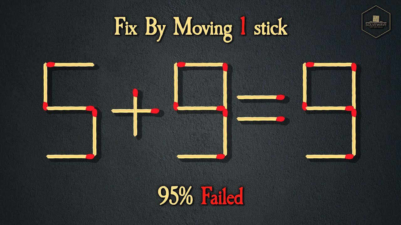 Move only 1 stick to make equation correct | Matchstick Puzzle #2 - YouTube