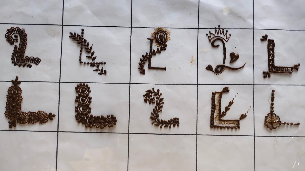 L letter mehndi design - YouTube