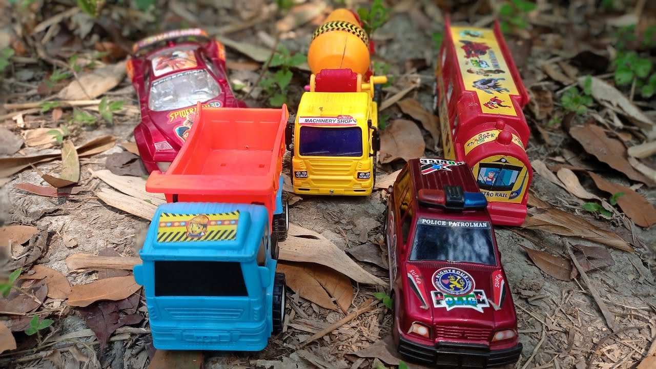 Full Box of Colorful Toy Vehicles | Garbage Truck, Auto Rickshaw, Tour ...