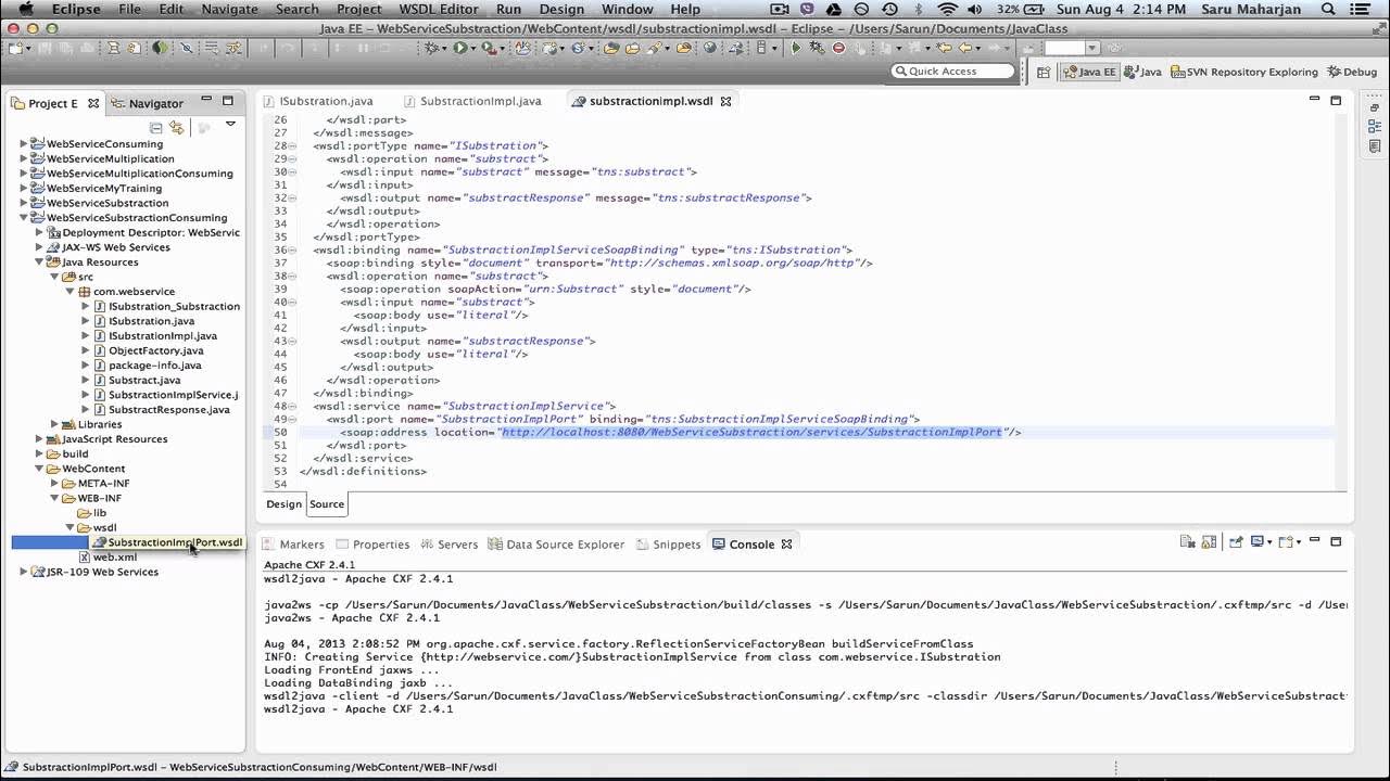 WSDL example consuming on Ecplise using Apache CXF 2.X - YouTube