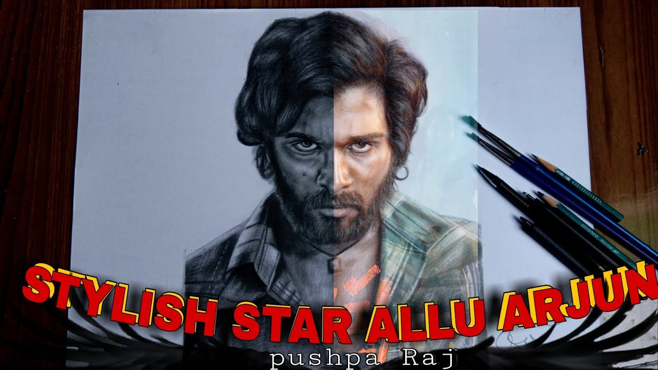 Allu Arjun | Drawing Allu Arjun | Allu Arjun as Pushpa Raj Drawing |How ...