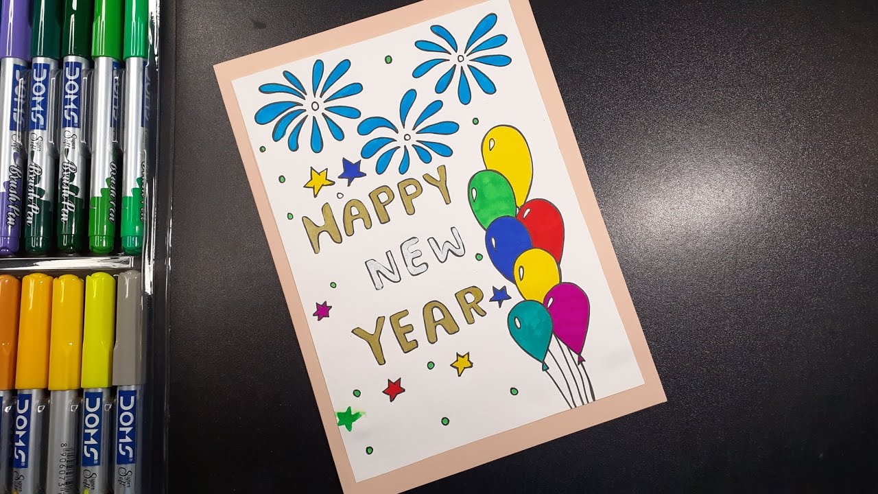 New Year Card | Handmade Card |New year Drawing | DIY | Creative Craft ...