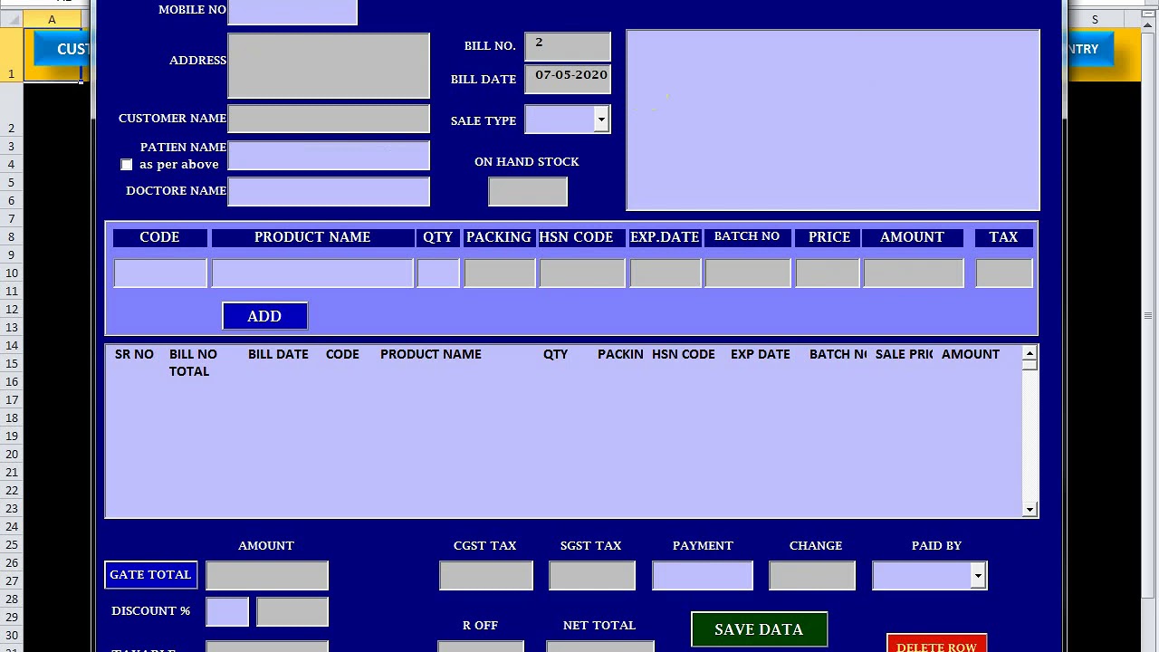 MEDICAL / CHEMIST RETAIL / WHOLE SALE SHOP INVOICE IN EXCEL - YouTube