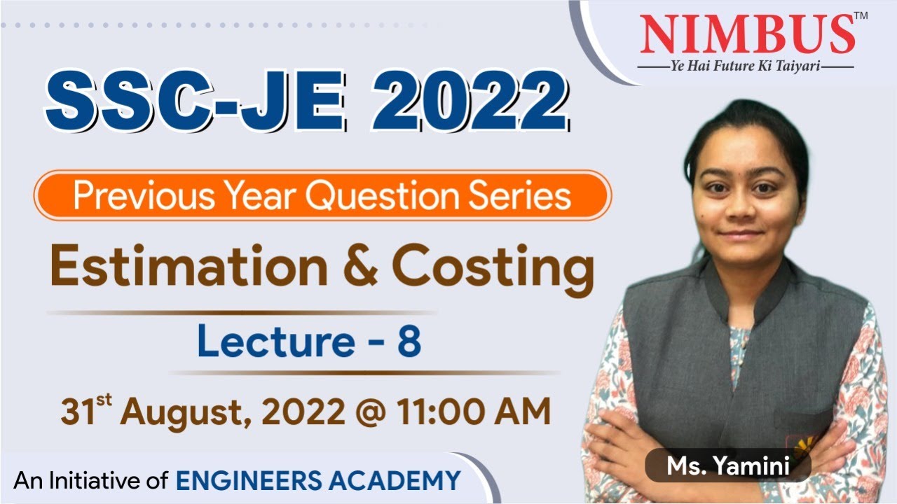 SSC-JE 2022 | Previous Year Question Series | Estimation & Costing ...