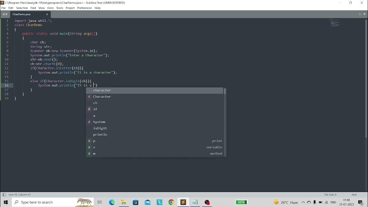 Java Program to check whether given character is Alphabet, Number or a Special Symbol. - YouTube