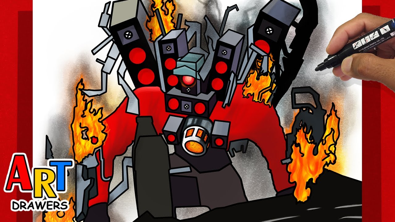 How To Draw TITAN SPEAKER MAN Destroyed - Skibidi Toilet 81 - YouTube