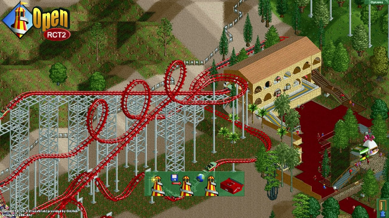 RollerCoaster Tycoon 2 (2002) 4k PC Gameplay - Open RCT2 Menu with No ...