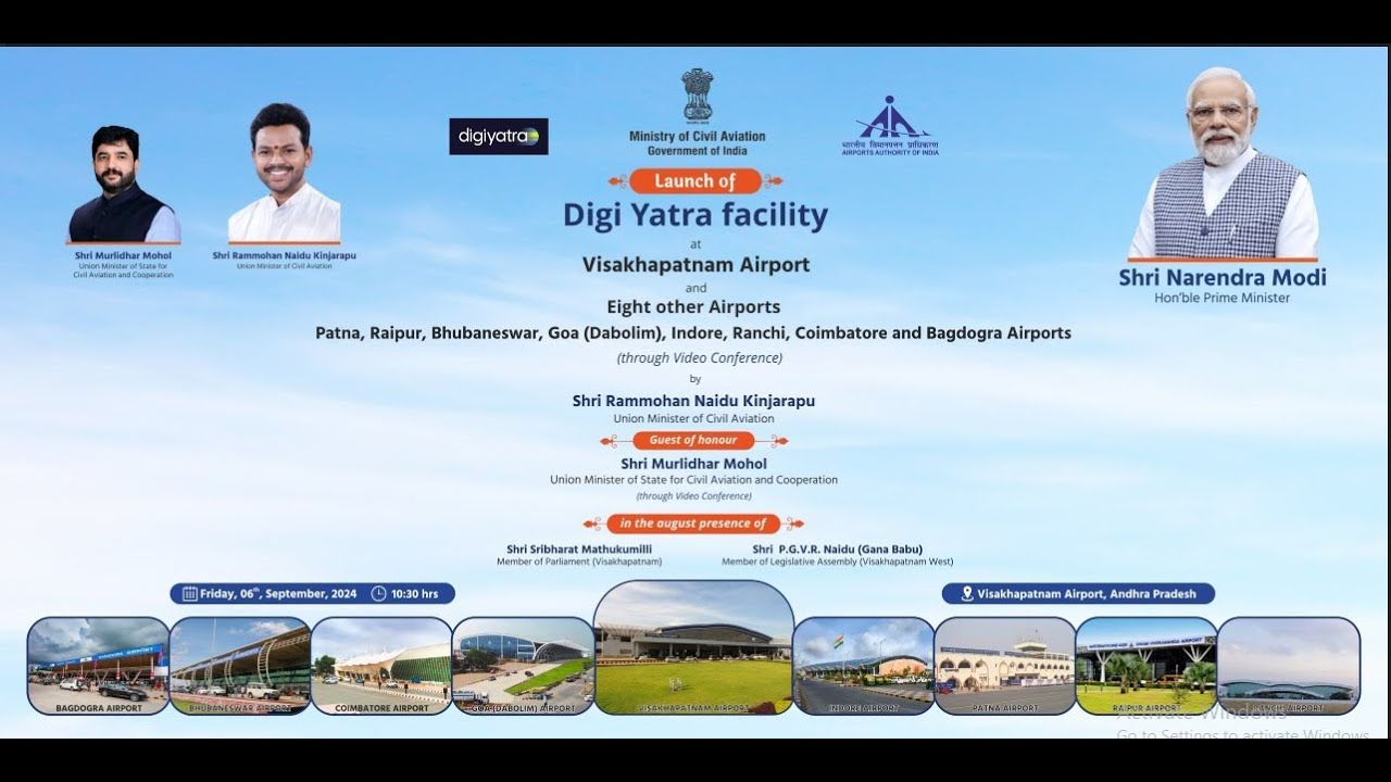 Launch of Digi Yatra Facility at 09 AAI Airports - YouTube