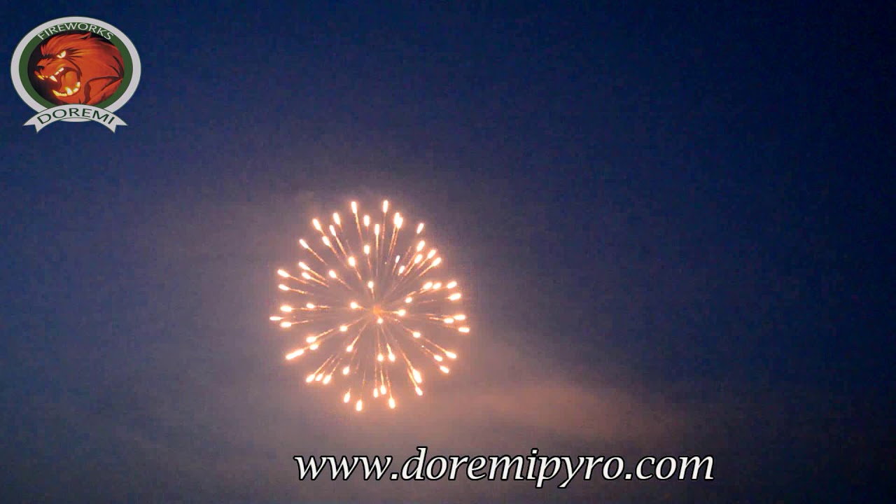 2.5 inch Display Shells Fireworks--Yellow peony - YouTube