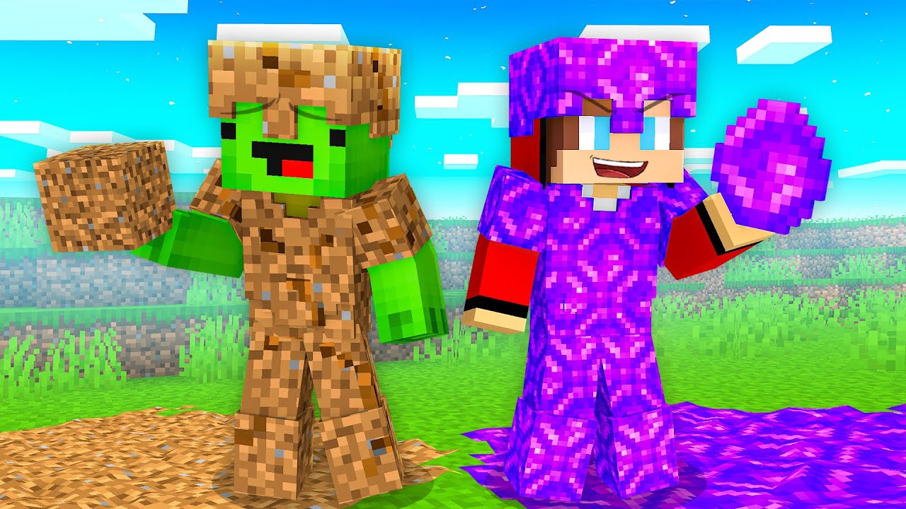Mikey DIRT Armor vs JJ PORTAL Armor Survival Battle in Minecraft ...