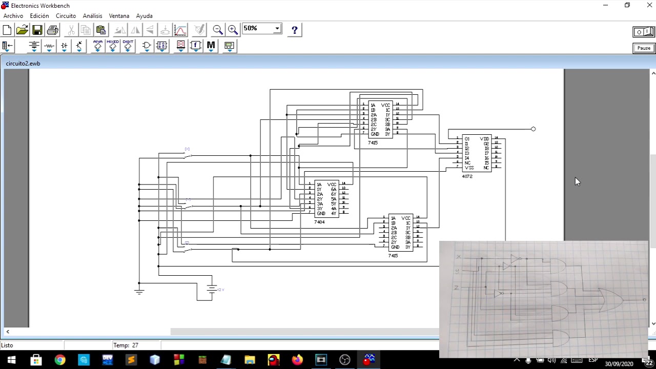 Circuitos Combinacionales en Workbench (WEWB32). - YouTube