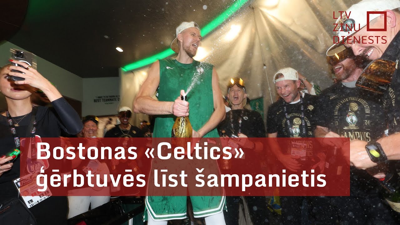 Bostonas «Celtics» ģērbtuvēs līst šampanietis; Porziņģis slavē komandu ...