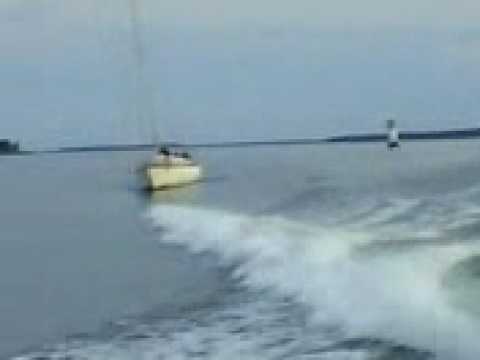 Man falls off boat by big wave! - YouTube