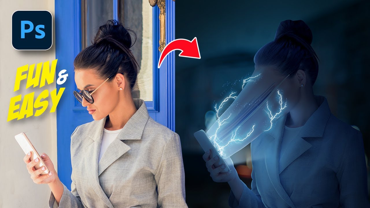 Phone Addicted with glowing lightning effect | Photoshop Tutorial - YouTube