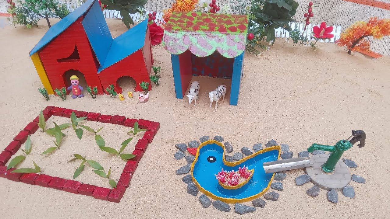 how to make cow shed mini science project |diy house of animals | cow ...