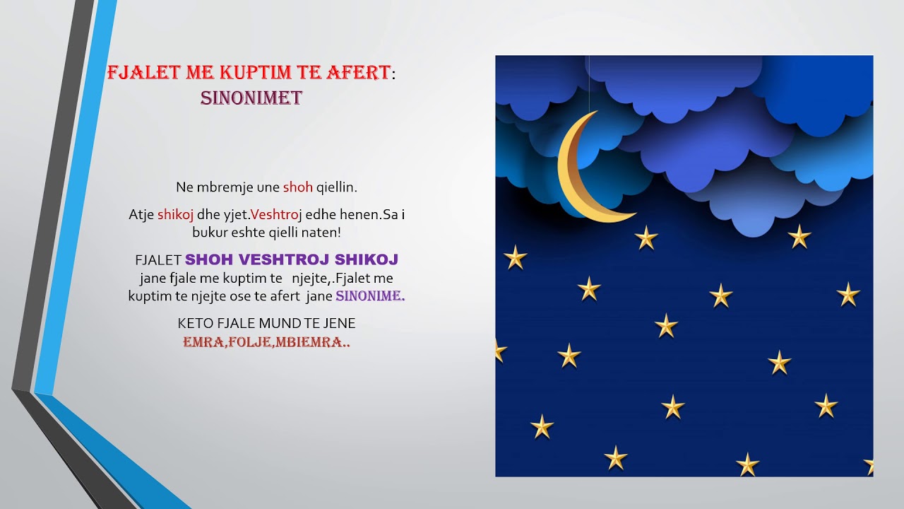 Lenda :Gjuhe Shqipe: Tema: Sinonimet. - YouTube