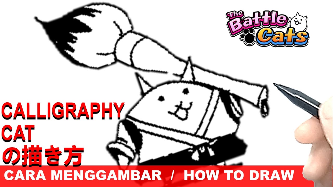 How To Draw CALLIGRAPHY CAT の描き方 / Cara Menggambar BATTLE CATS - YouTube