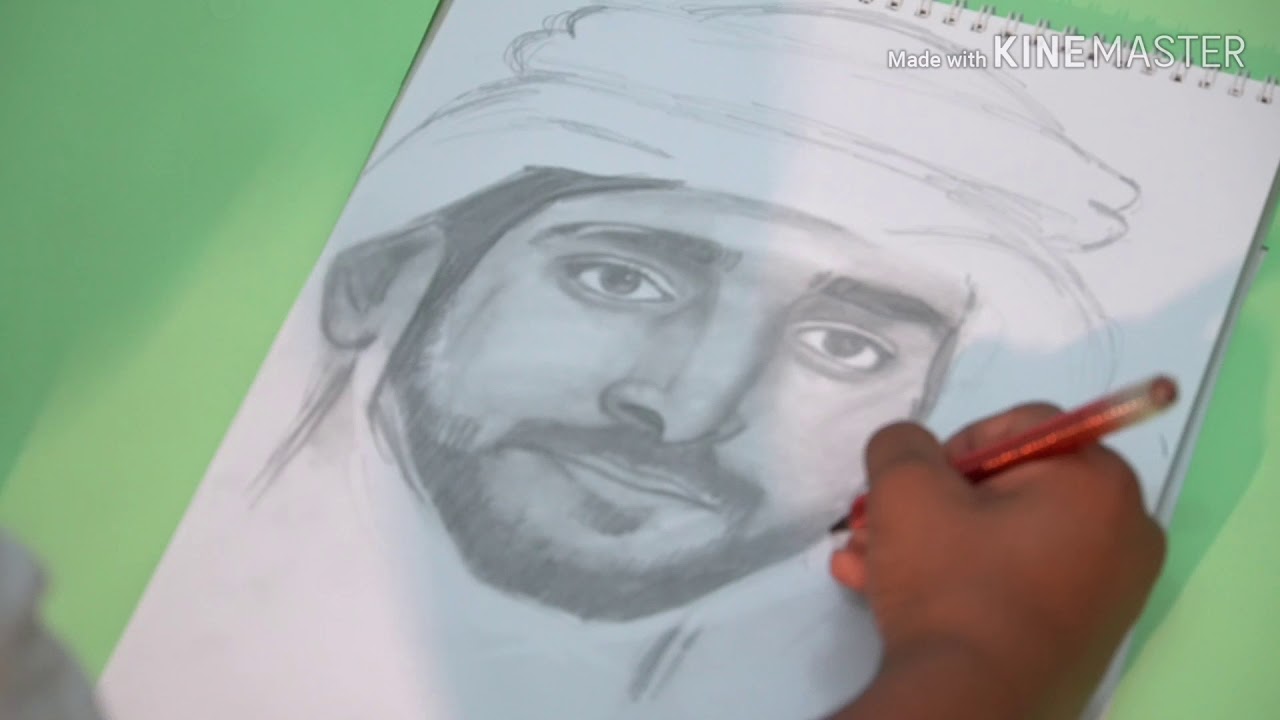 Drawing Sheikh Hamdan Crown prince of Dubai by 12 year old #fazza - YouTube
