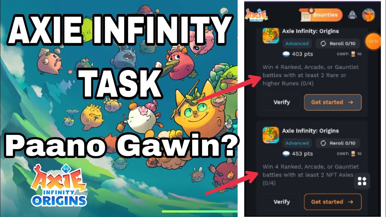AXIE INFINITY TASK BOARD: PAANO BA GAWIN? Win 4 Ranked, Arcade, or Gauntlet battles with 2 NFT ...