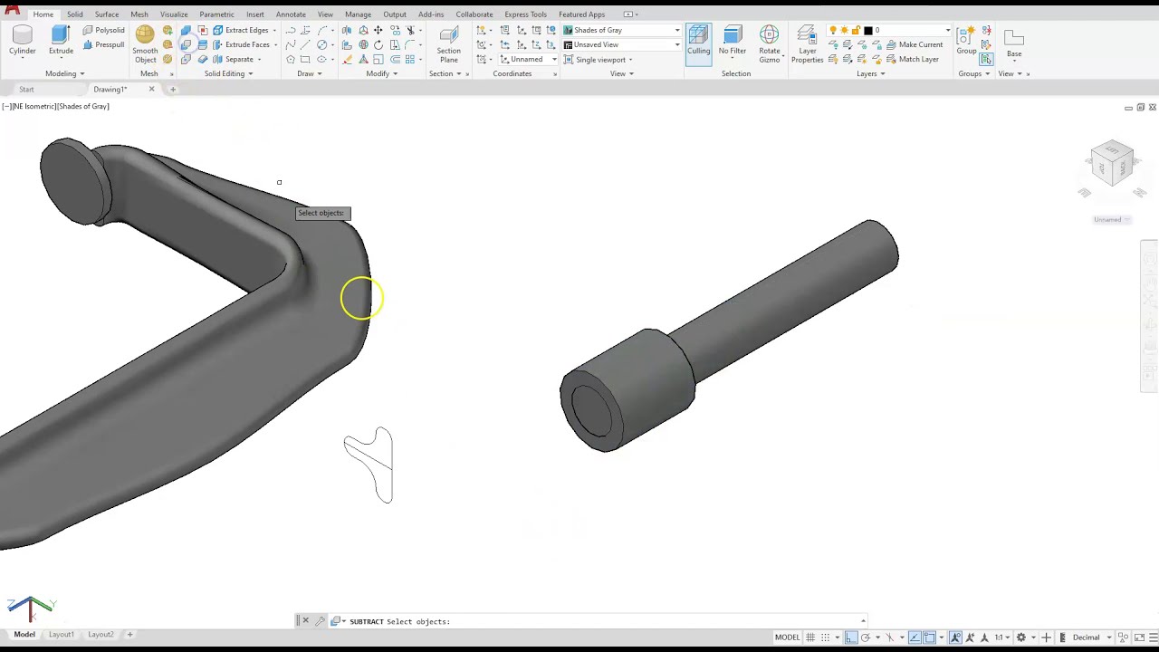 AutoCAD 3D - Loft, Revolve, and Boolean Operations - YouTube