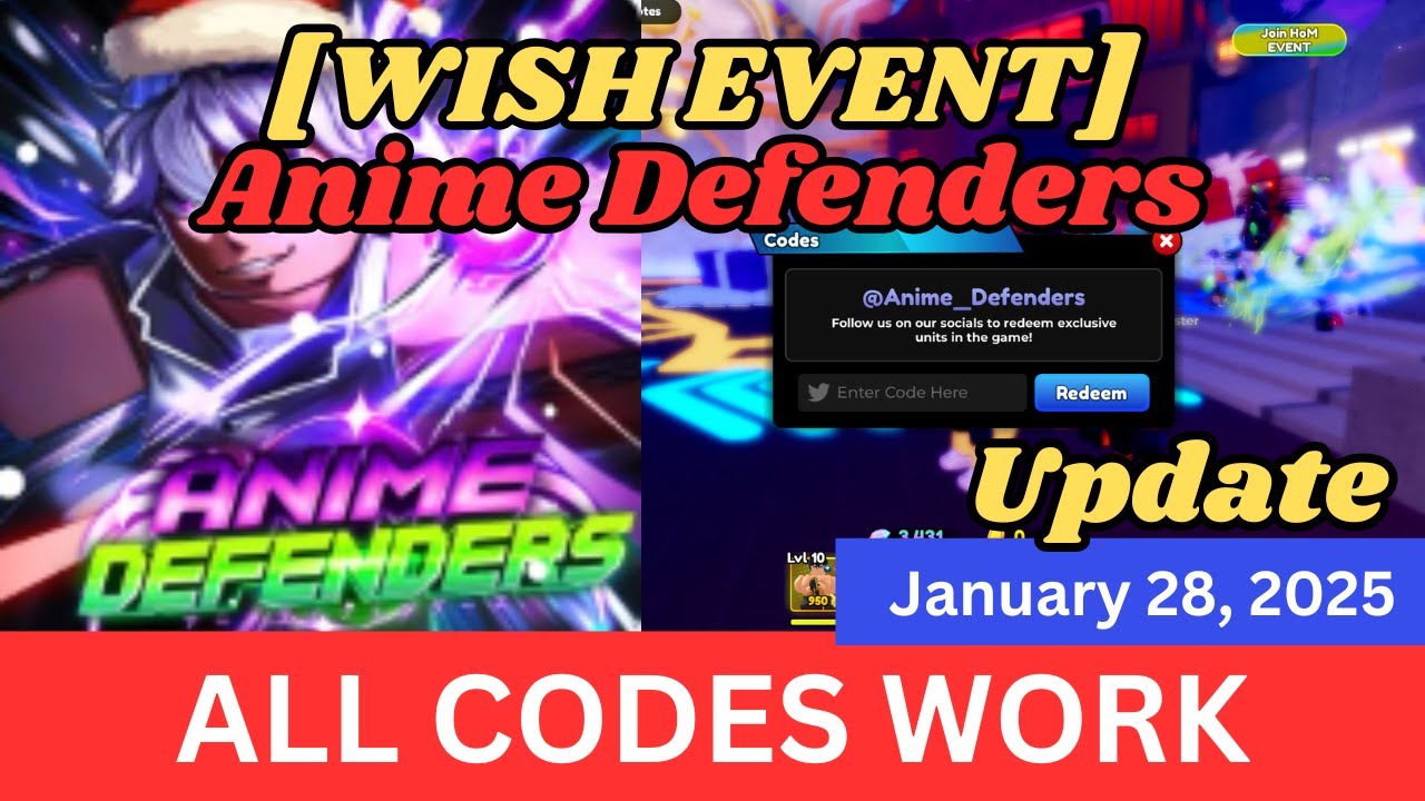 *ALL Codes Work* WISH EVENT Anime Defenders ROBLOX, January 28, 2025 ...